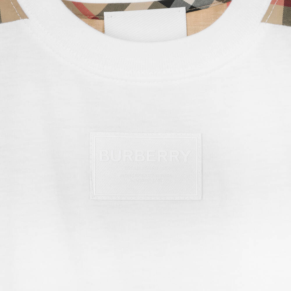Burberry - Baby Girls White Vintage Check Dress | Childrensalon