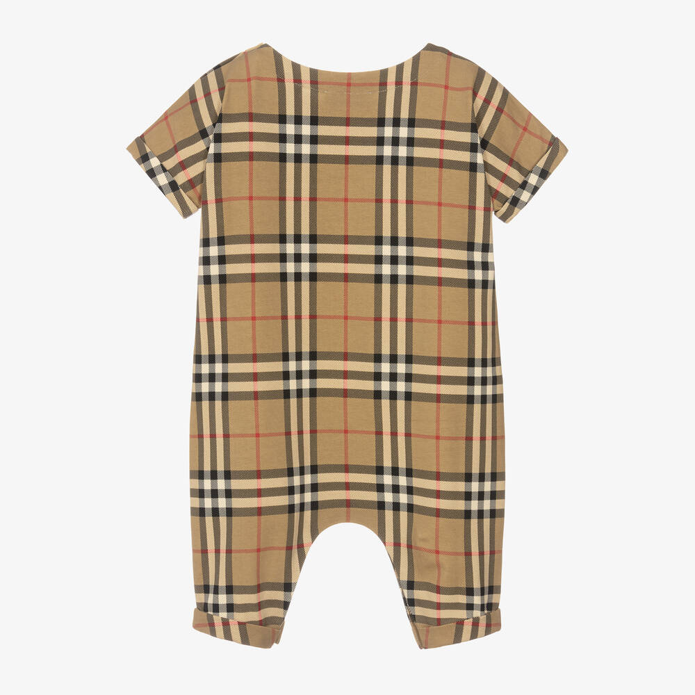 Burberry - Beige Check Cotton Shortie | Childrensalon