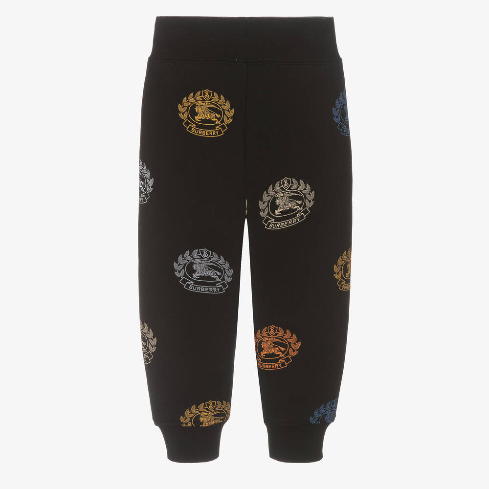Burberry - Boys Black Cotton Logo Joggers | Childrensalon