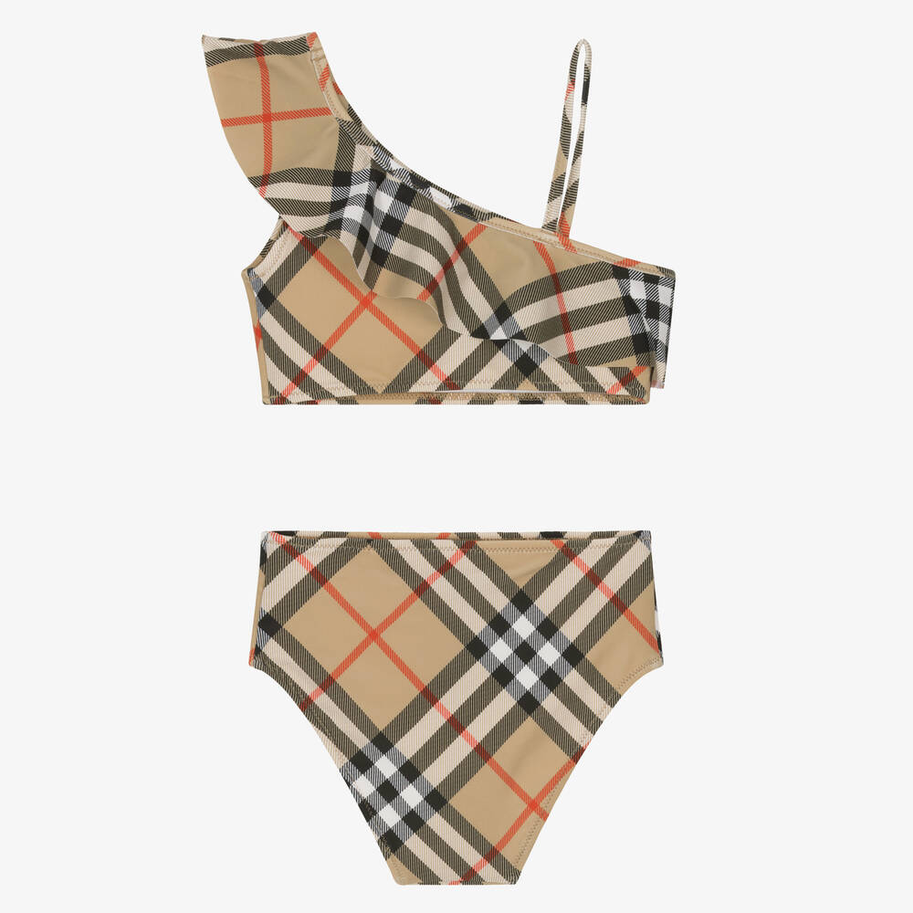 Burberry - Girls Beige Check Bikini | Childrensalon
