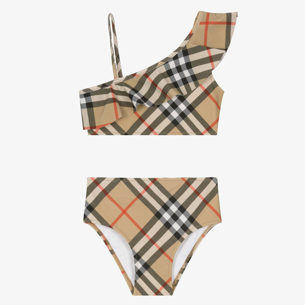 Burberry - Girls Beige Check Bikini | Childrensalon