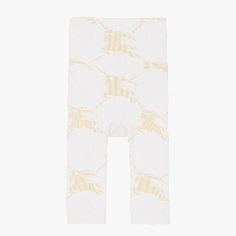 Burberry - White & Beige Cotton EKD Babysuit Set | Childrensalon