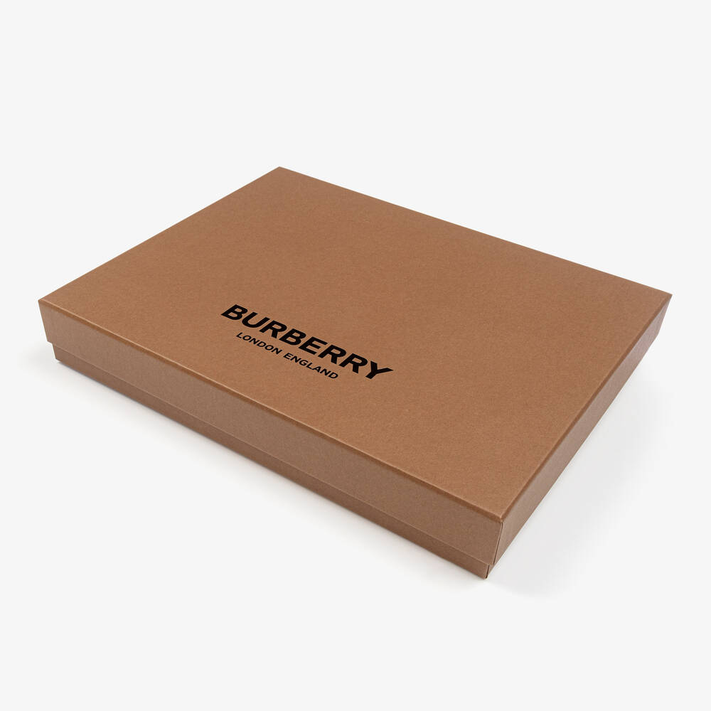 Burberry - White & Beige Cotton EKD Babysuit Set | Childrensalon