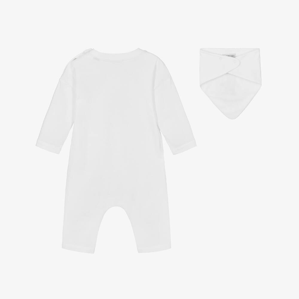 Burberry - White Cotton Babysuit Gift Set | Childrensalon
