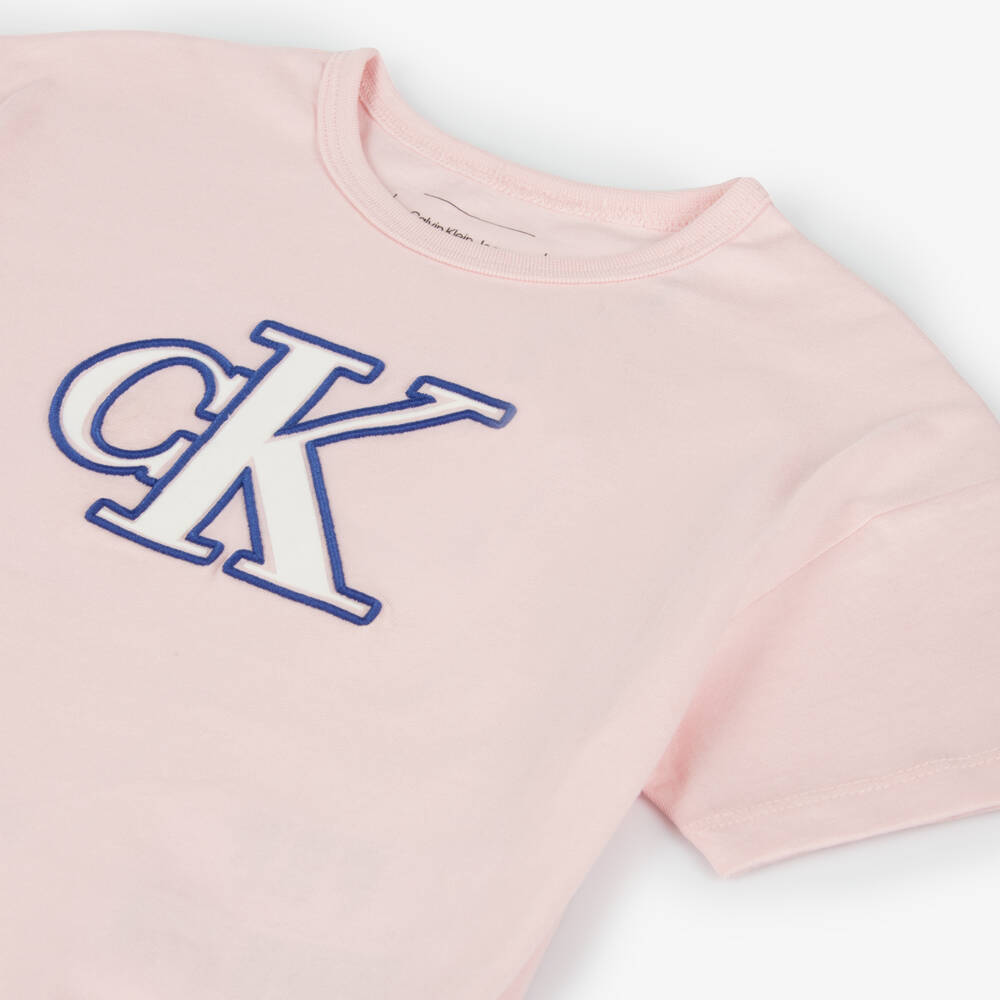 Calvin Klein - Girls Pink CK Cotton T-Shirt | Childrensalon