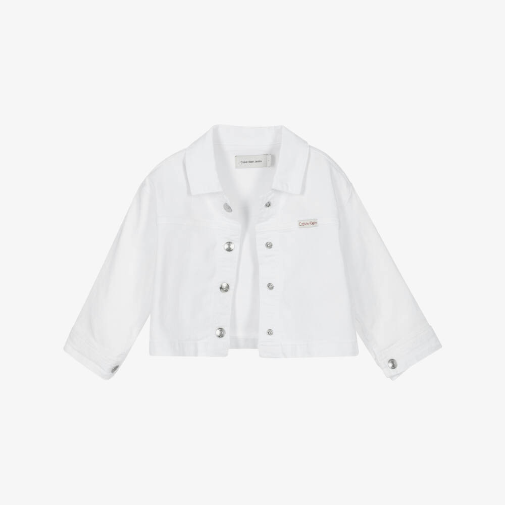 Calvin Klein - Girls White Denim Jacket | Childrensalon