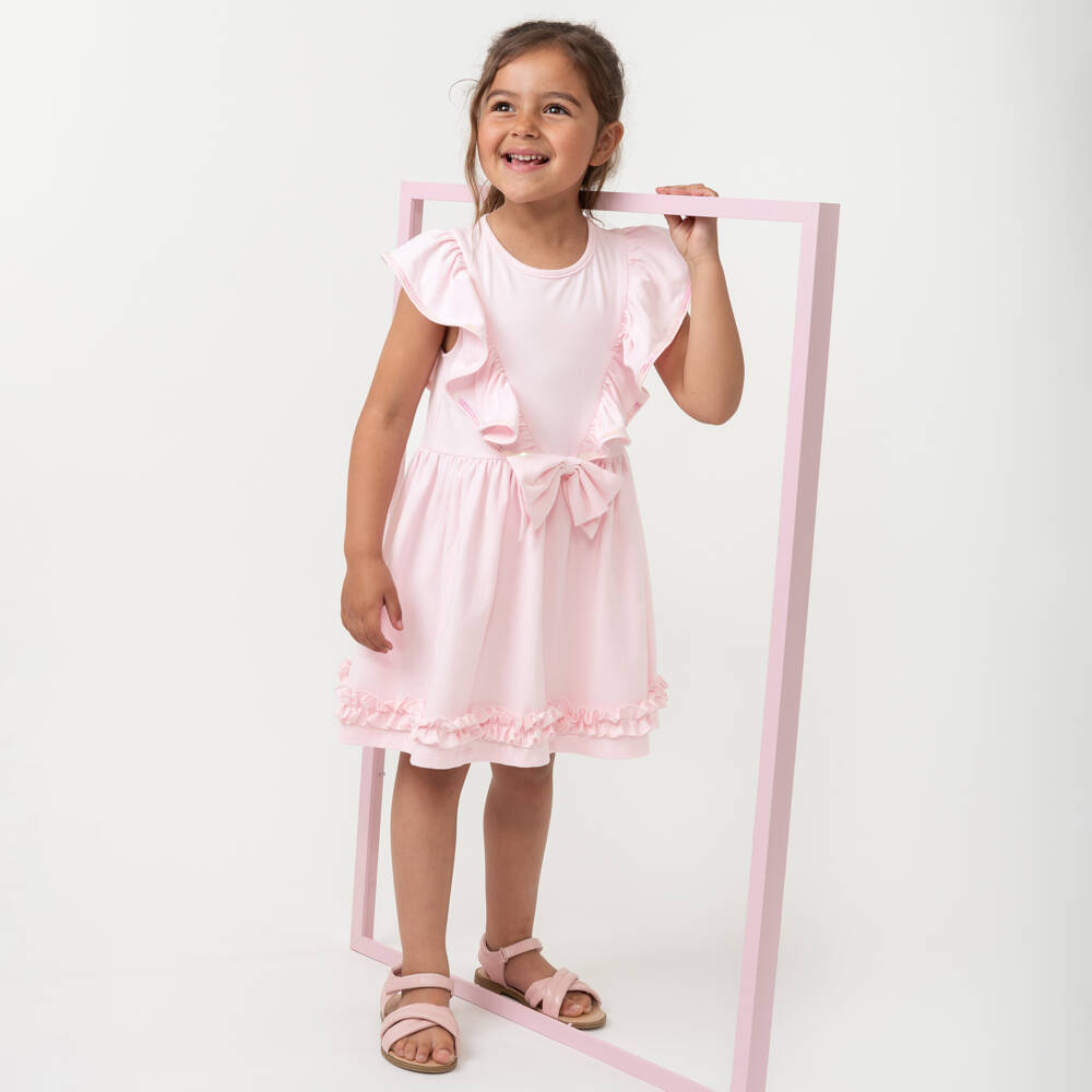 Caramelo Kids - Girls Pink Cotton Ruffle Dress | Childrensalon