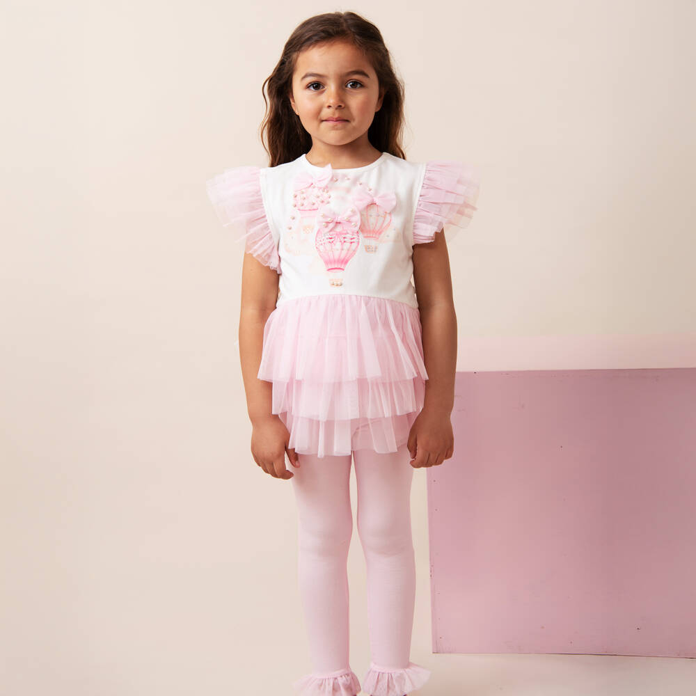 Caramelo Kids - Girls Pink Hot Air Balloon Leggings Set | Childrensalon