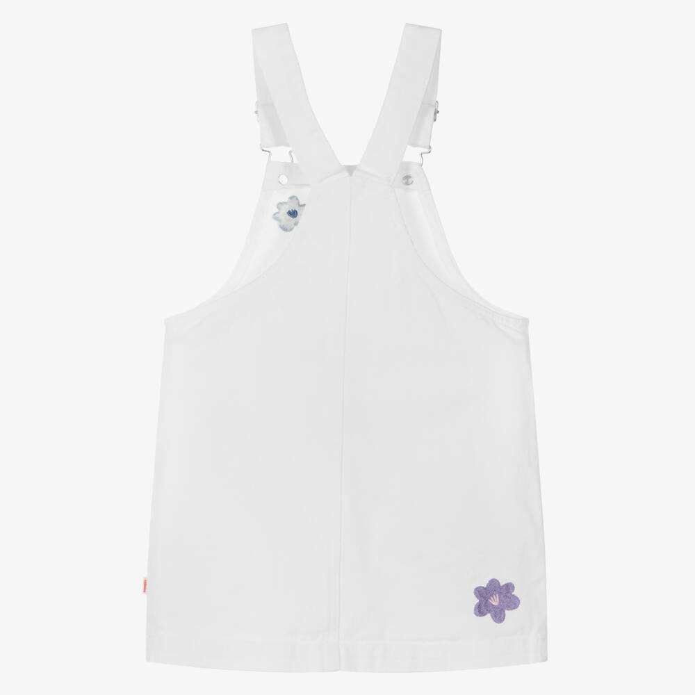 Catimini - Girls White Denim Dungaree Pinafore Dress | Childrensalon