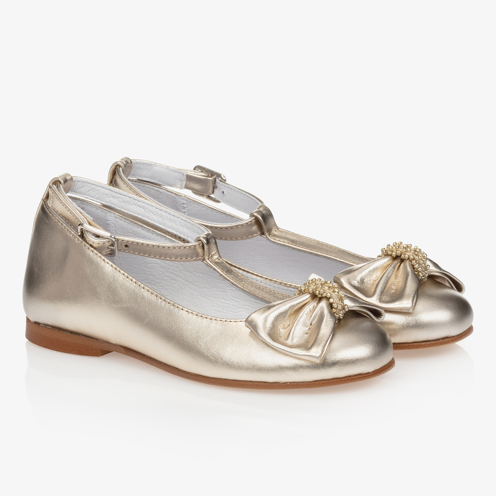 Children's Classics - Girls Gold Leather Shoes | Childrensalon