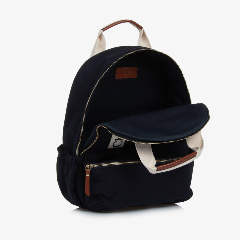 Chloé - Blue Canvas Changing Backpack (35cm) | Childrensalon