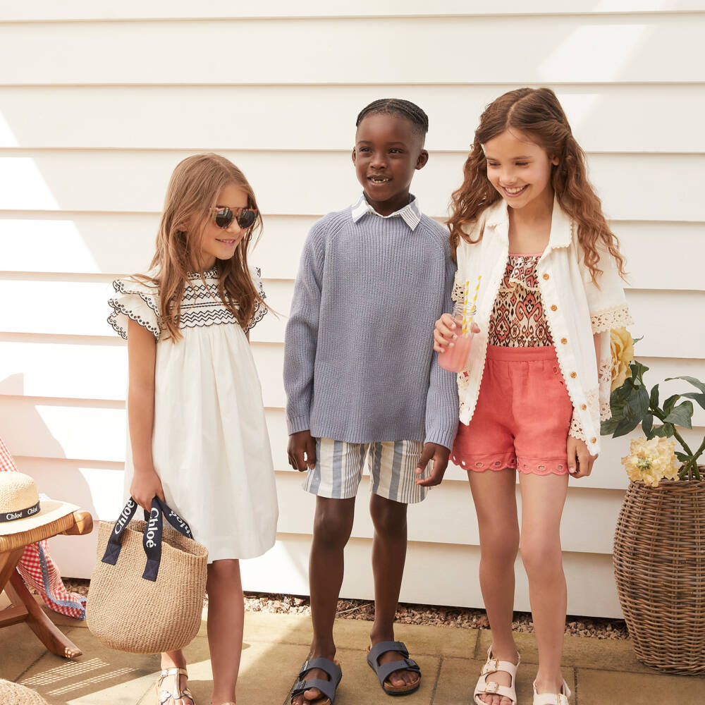 Chloé - Girls Beige Straw Bag (23cm) | Childrensalon