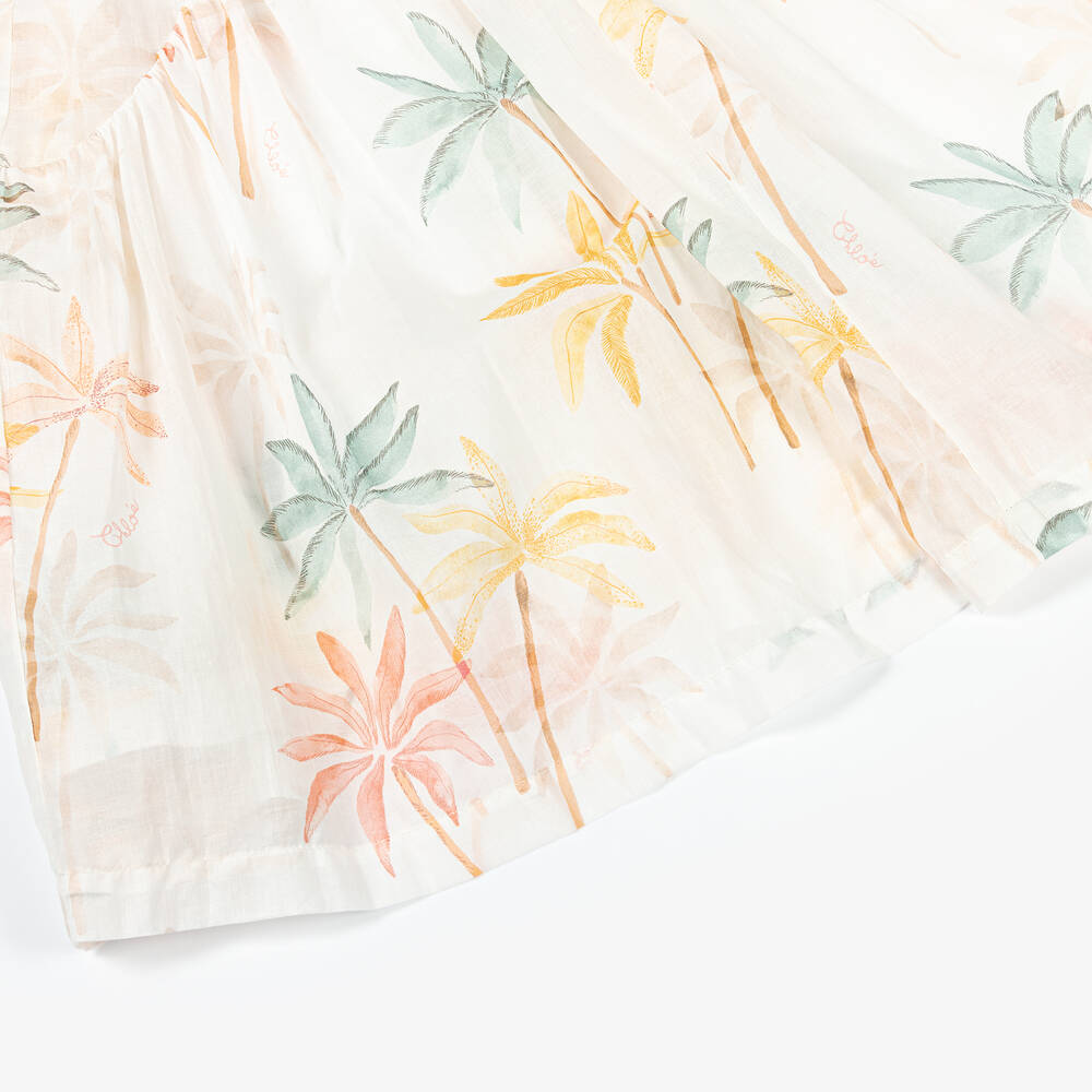 Chloé - Girls Ivory Cotton Palm Tree Dress | Childrensalon