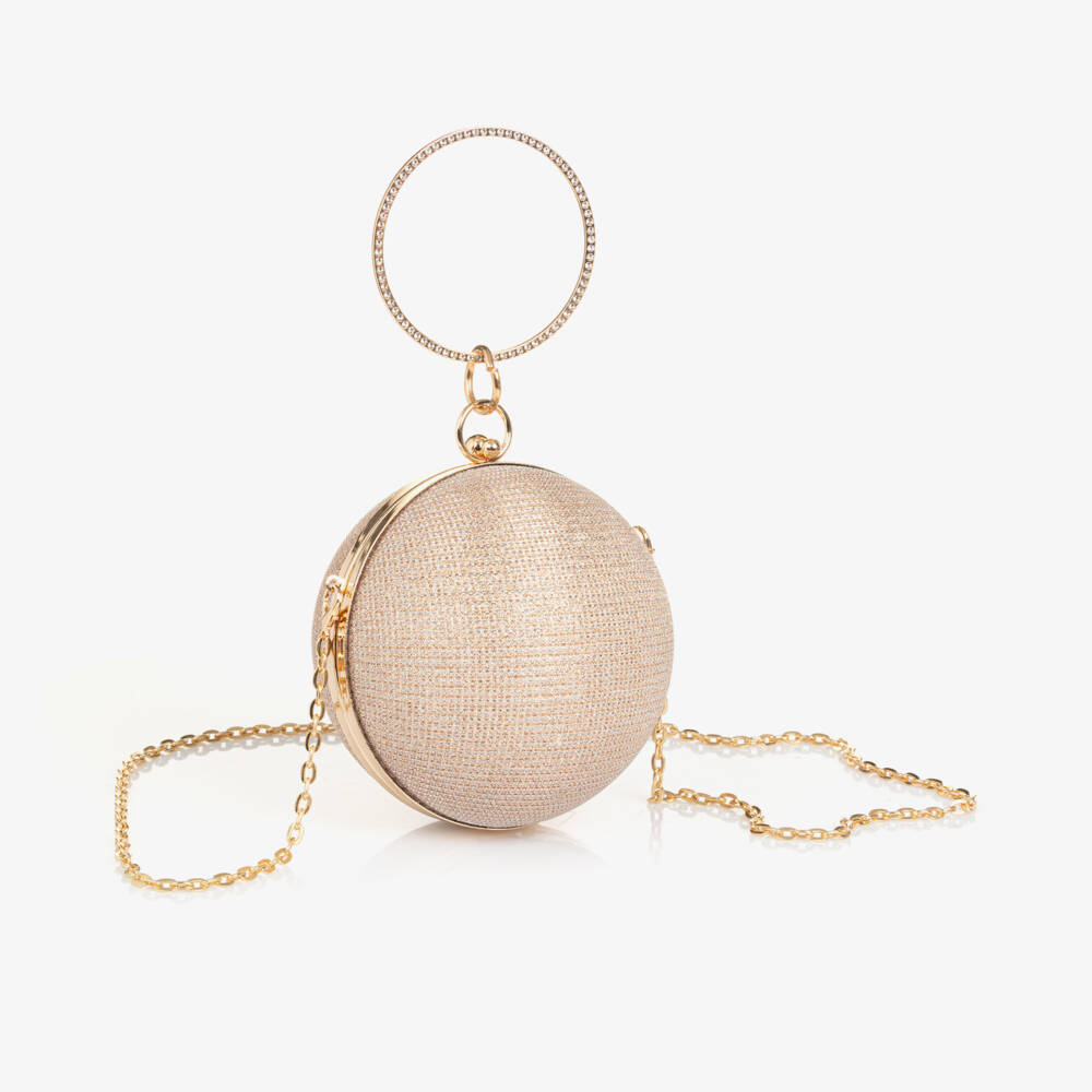 David Charles - Girls Gold Ball Clutch Bag (21cm) | Childrensalon