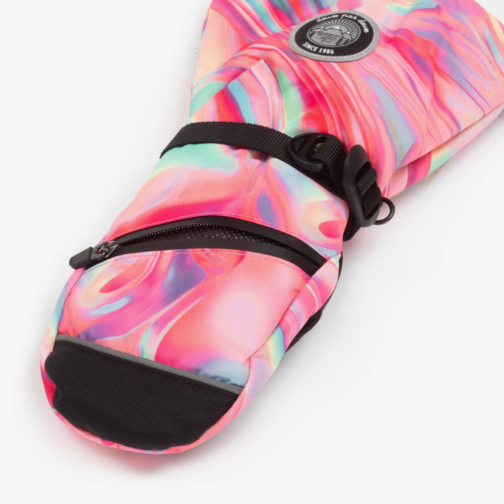 Deux par Deux - Pink Marble Print Ski Mittens | Childrensalon