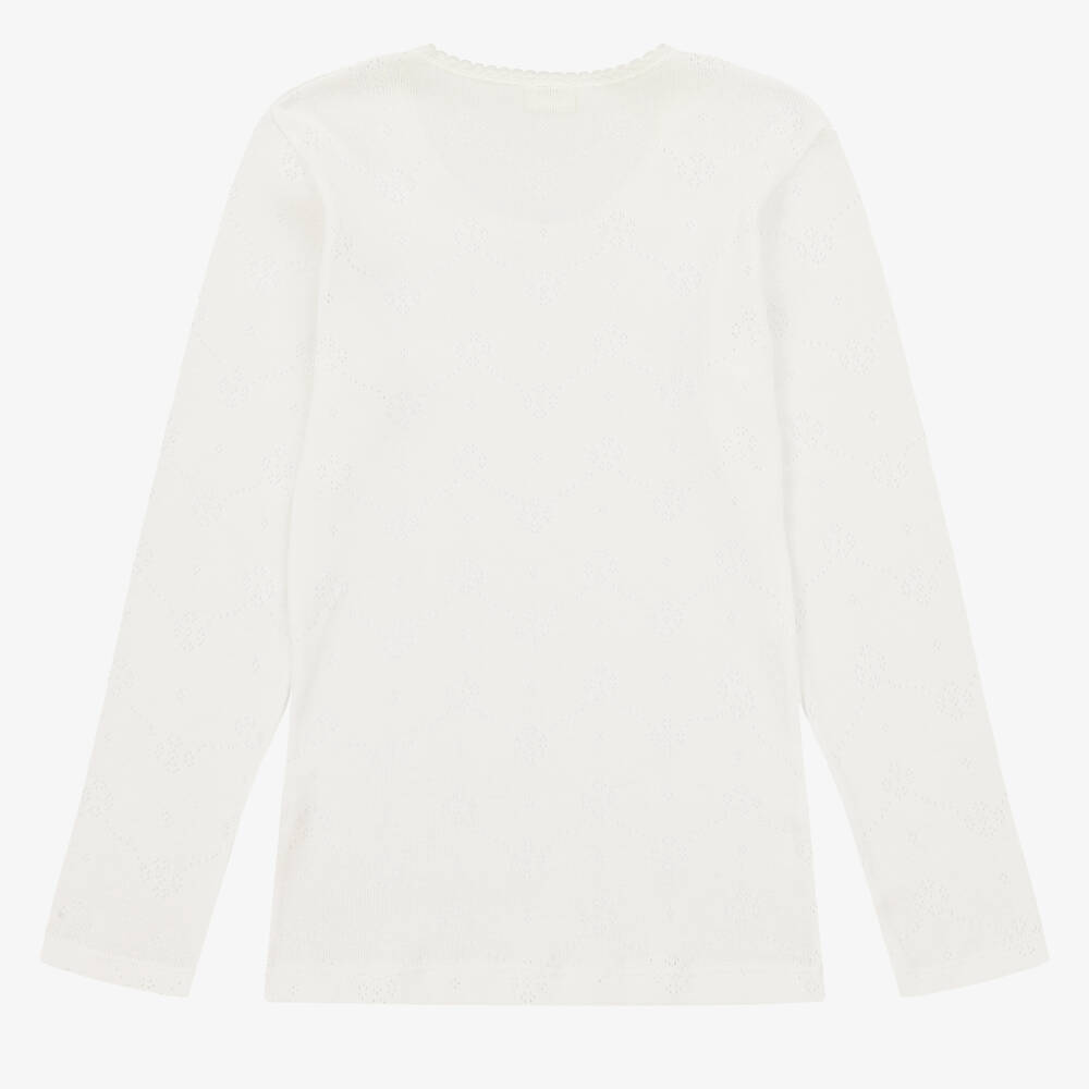 Diacar - Girls White Cotton Top | Childrensalon