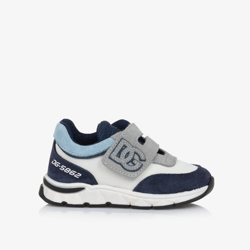 Dolce & Gabbana - Baby Boys Blue & White DG Trainers | Childrensalon