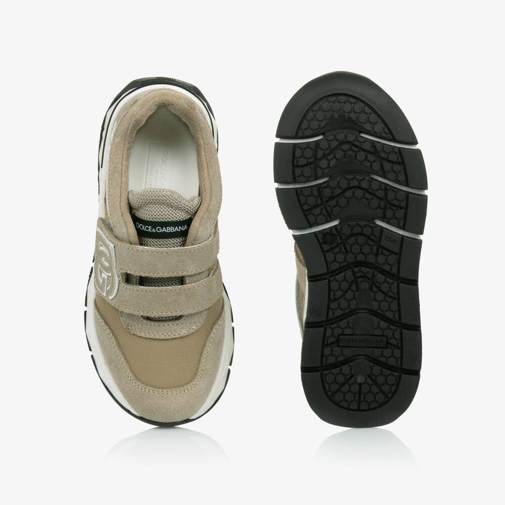 Dolce & Gabbana - Boys Beige & White DG Trainers | Childrensalon