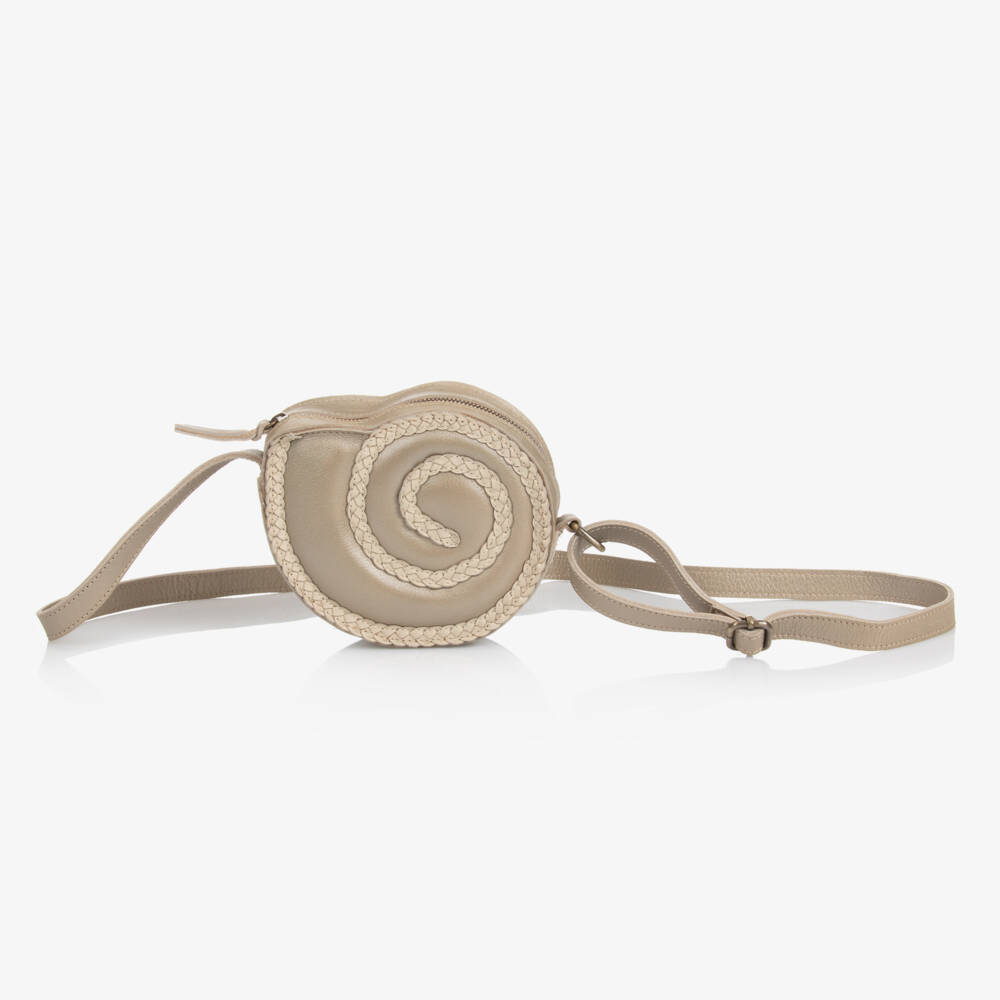 Donsje - Beige Gold Shell Bag (14cm) | Childrensalon
