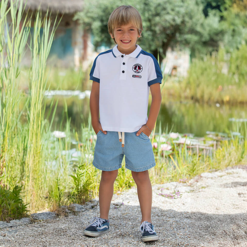 Dr. Kid - Boys Blue Denim Drawstring Shorts | Childrensalon