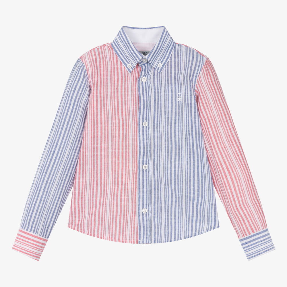 Dr. Kid - Boys Blue & Red Striped Shirt | Childrensalon