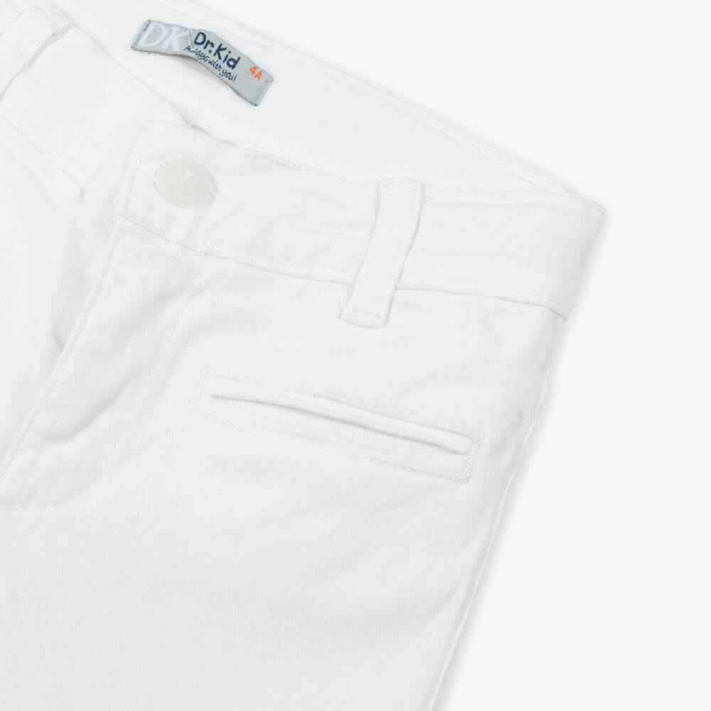 Dr. Kid - Girls White Cotton Twill Trousers | Childrensalon