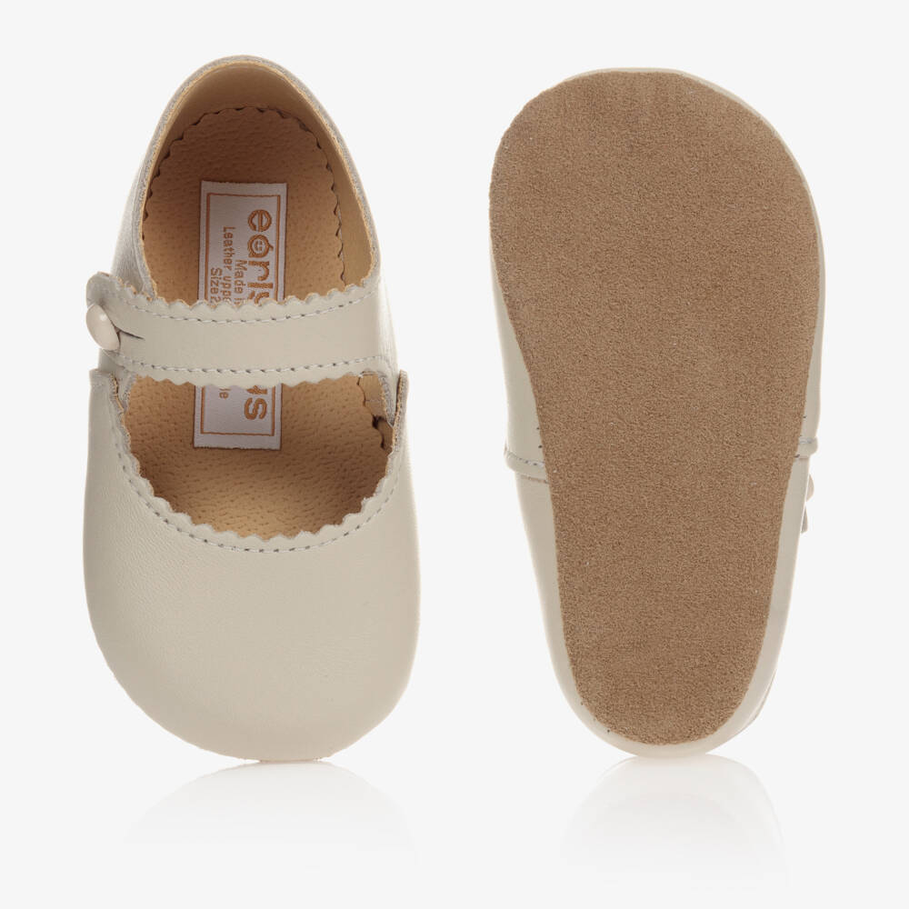 Early Days - Baby Girls Ivory Leather Traditional Pre-Walker Shoes ...