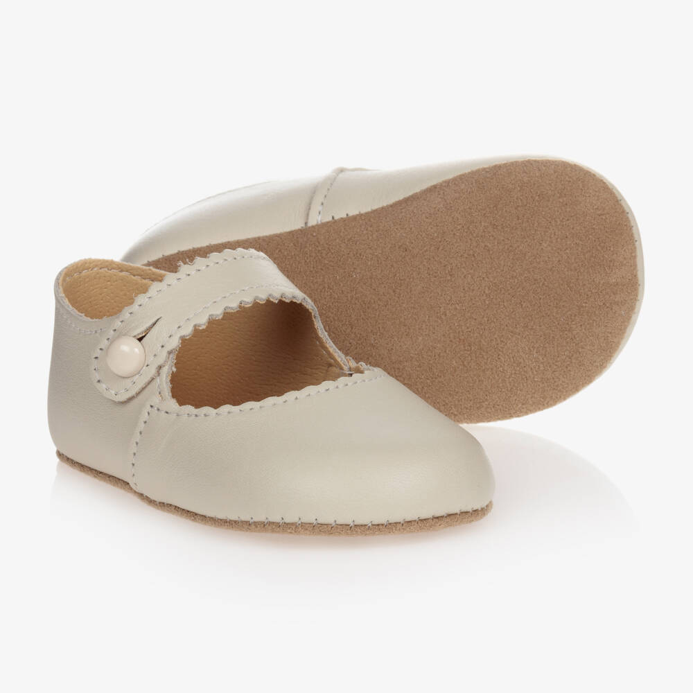 Early Days - Baby Girls Ivory Leather Traditional Pre-Walker Shoes ...