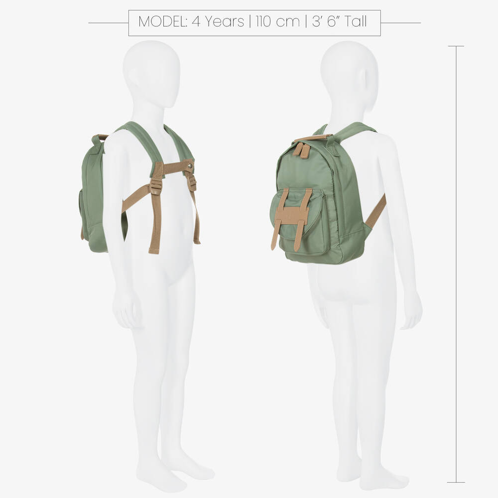 Elodie - Green Canvas Backpack (29cm) | Childrensalon