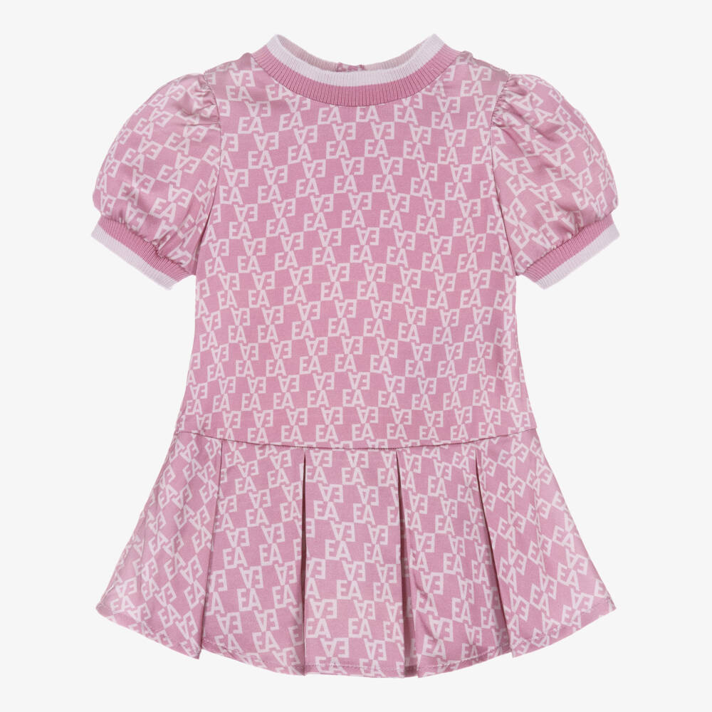 Emporio Armani - Baby Girls Pink Satin Polo Dress with EA Logo Print ...