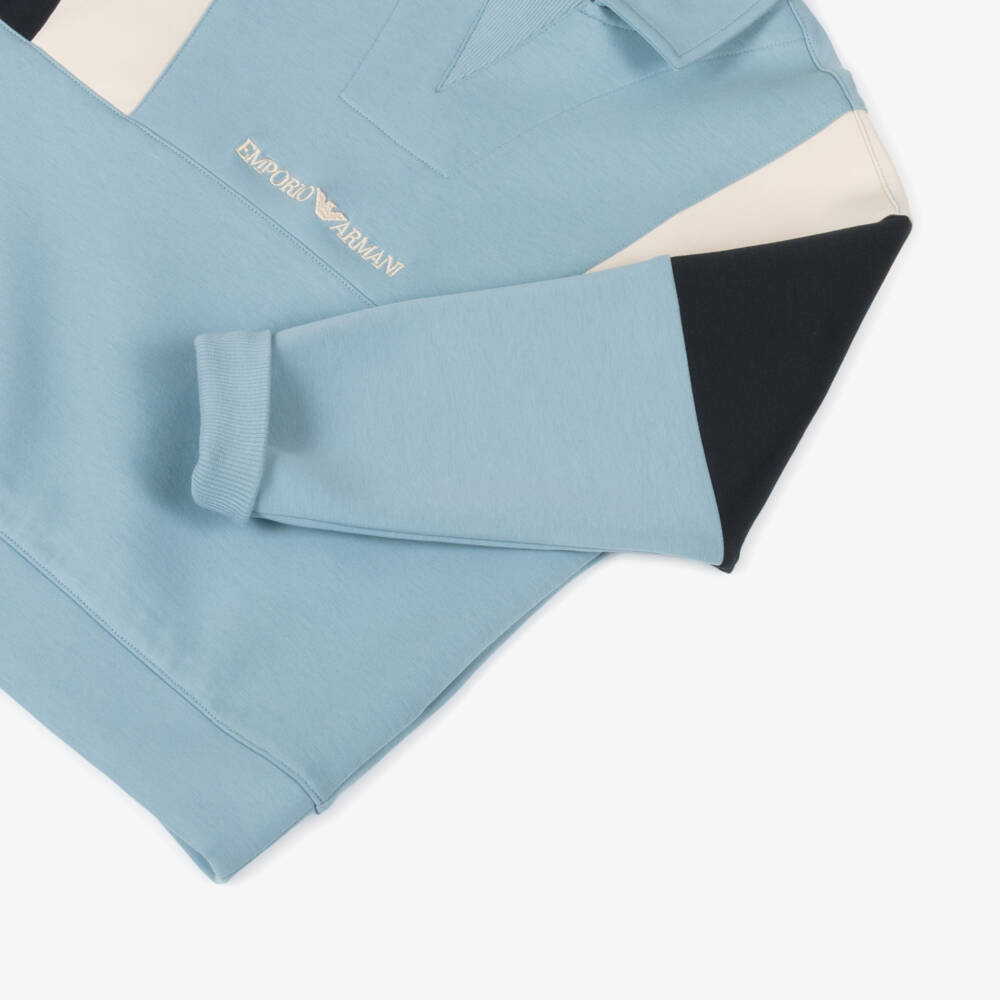 Emporio Armani - Boys Blue Colourblock Sweatshirt | Childrensalon