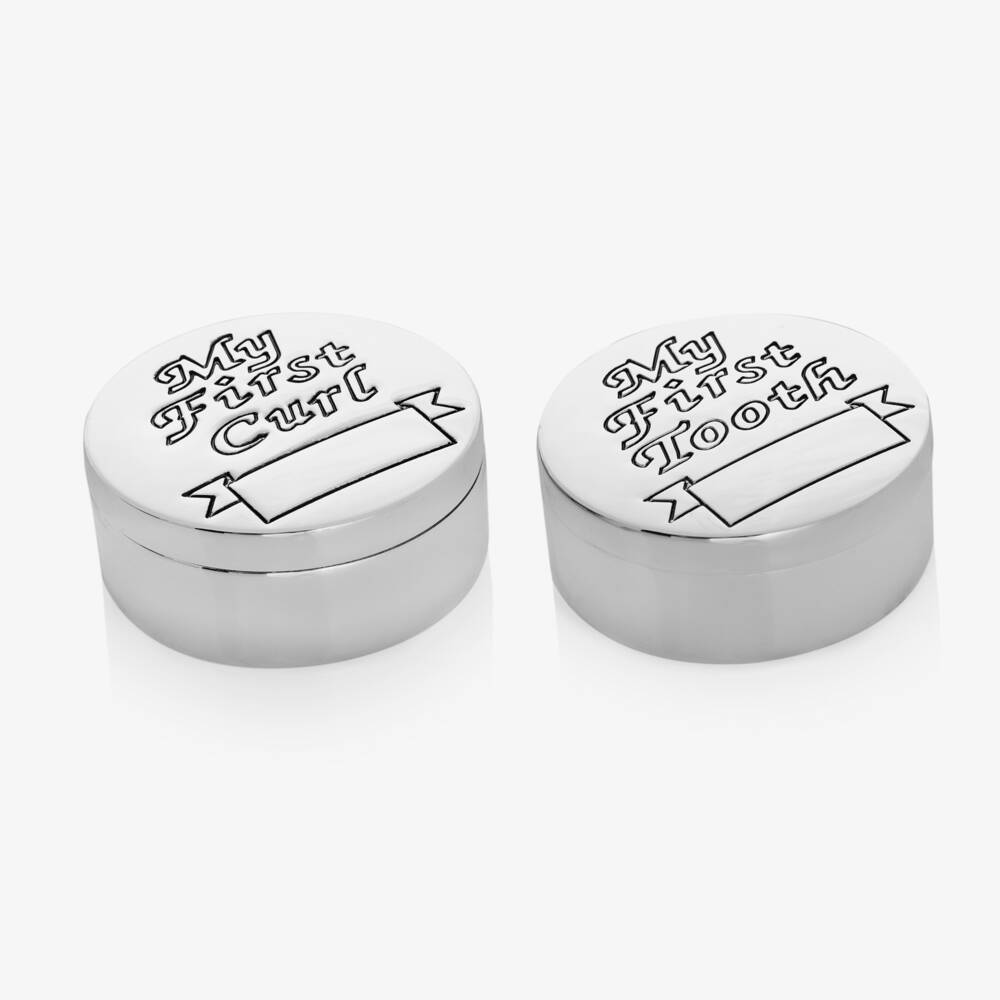 English Trousseau - Silver Baby Keepsake Boxes Gift Set | Childrensalon