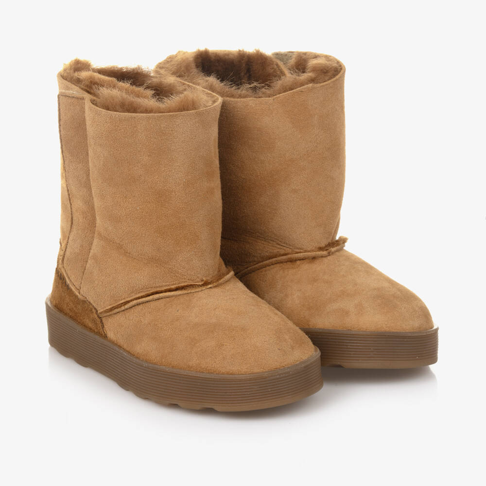 Falcotto by Naturino - Tan Brown Suede Leather Boots | Childrensalon