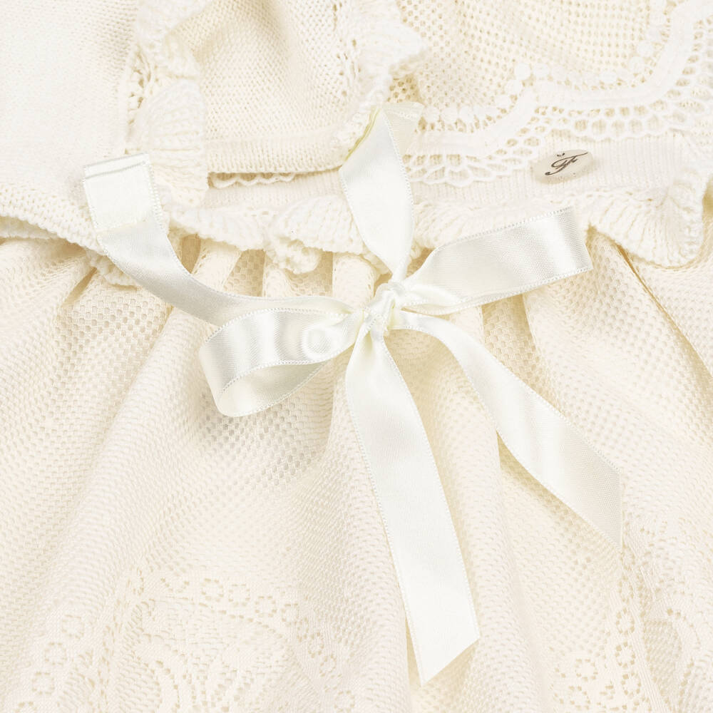Foque - Baby Girls Lacy Ivory Dress Set | Childrensalon