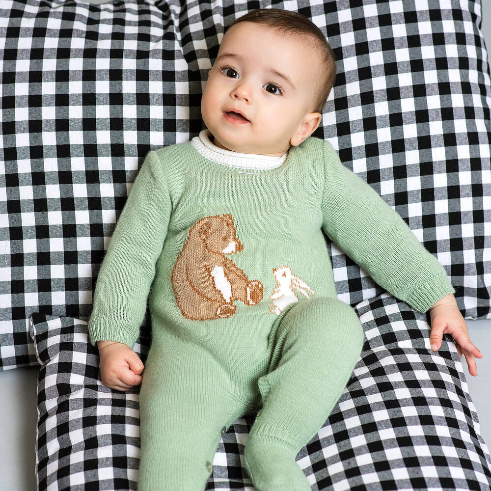Foque - Green Knitted Babygrow | Childrensalon