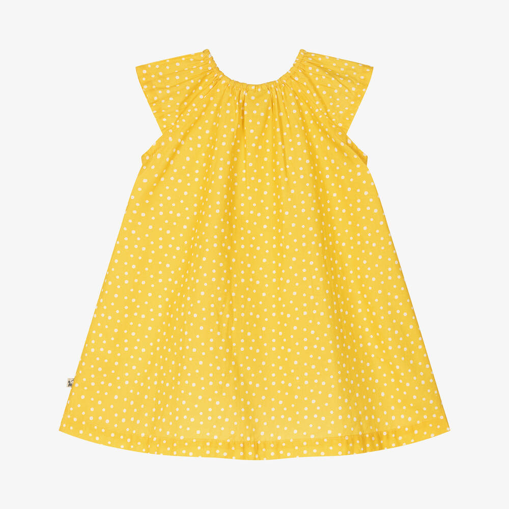 Frugi - Girls Yellow Organic Cotton Flower Dress | Childrensalon
