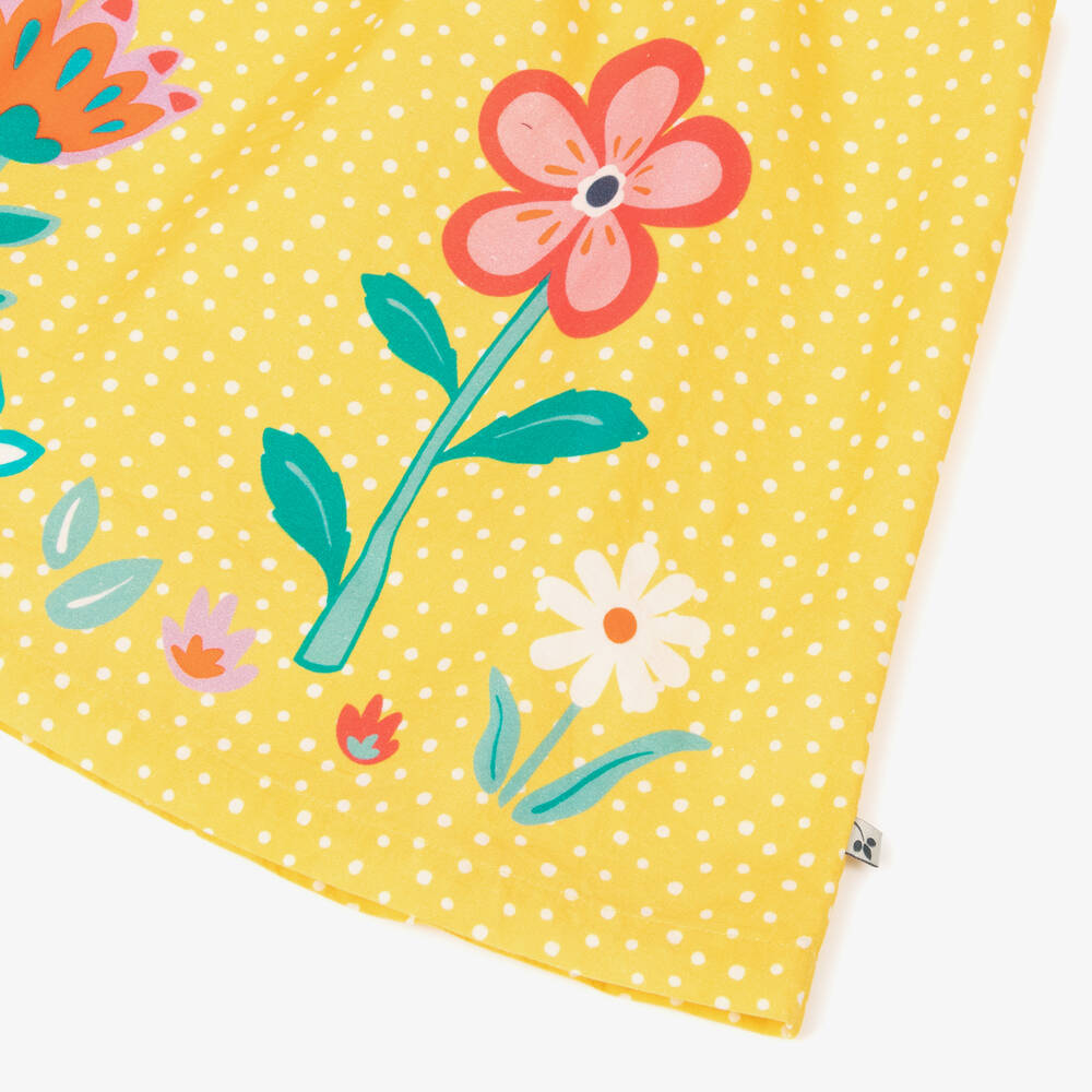 Frugi - Girls Yellow Organic Cotton Flower Dress | Childrensalon