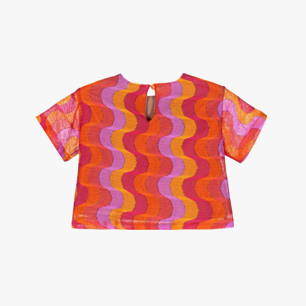 Fun & Fun - Girls Pink Swirl Knit Cropped Top | Childrensalon