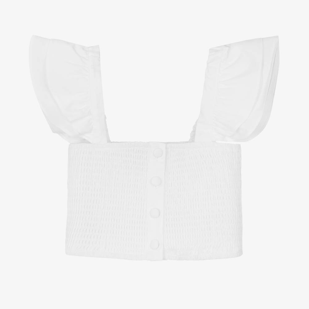 Fun & Fun - Girls White Ruffle Top | Childrensalon