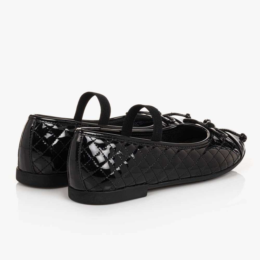 Geox - Girls Black Leather Ballet Pumps | Childrensalon