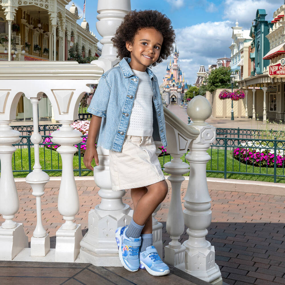 Geox - Girls Blue Disney Princess Light-Up Trainers | Childrensalon
