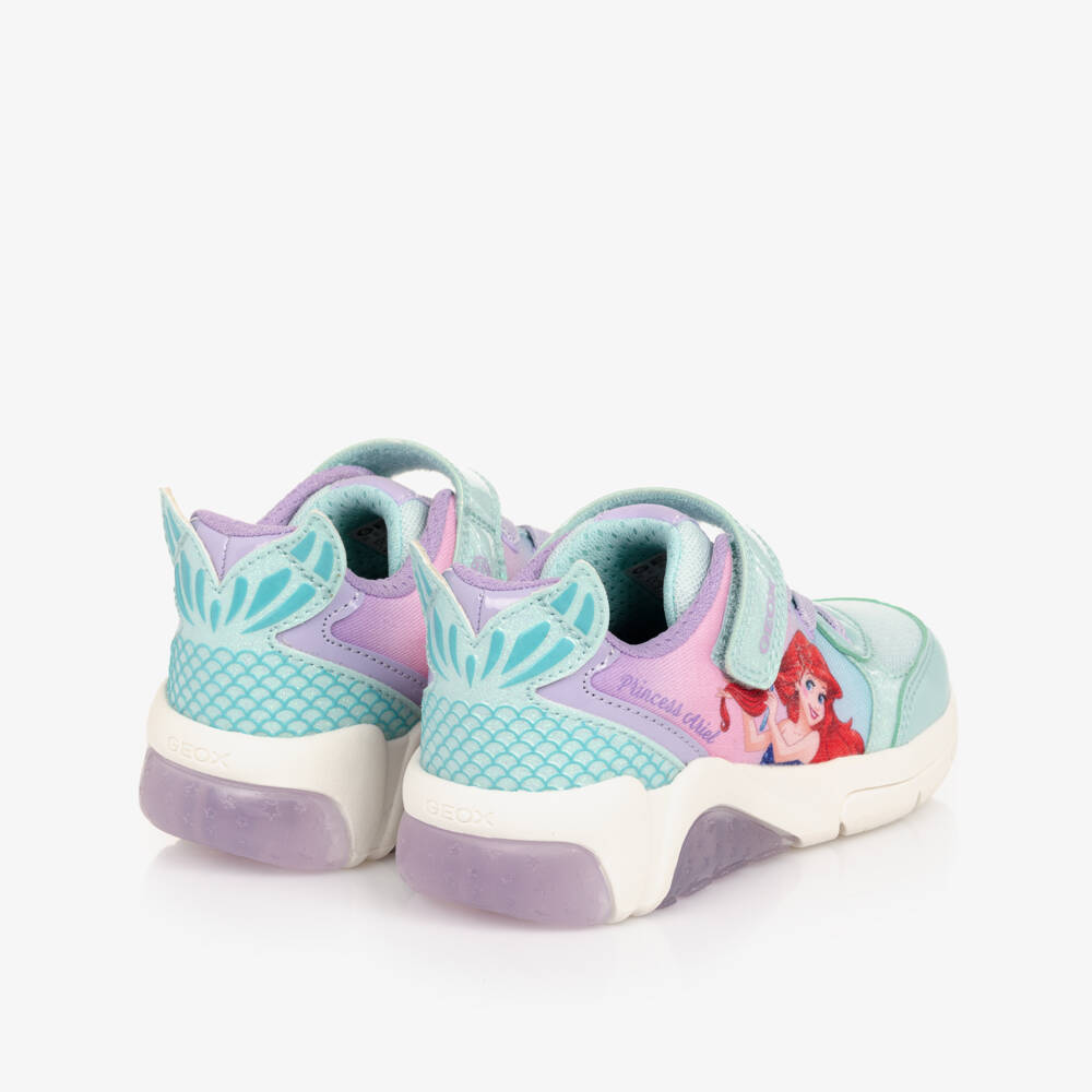 Geox - Girls Teal Green Disney Light-Up Trainers | Childrensalon