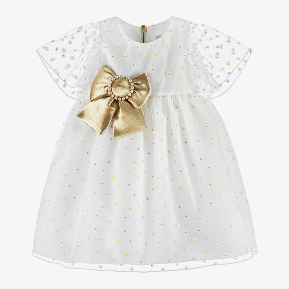 Graci - Girls Ivory Tulle Daisy Dress | Childrensalon