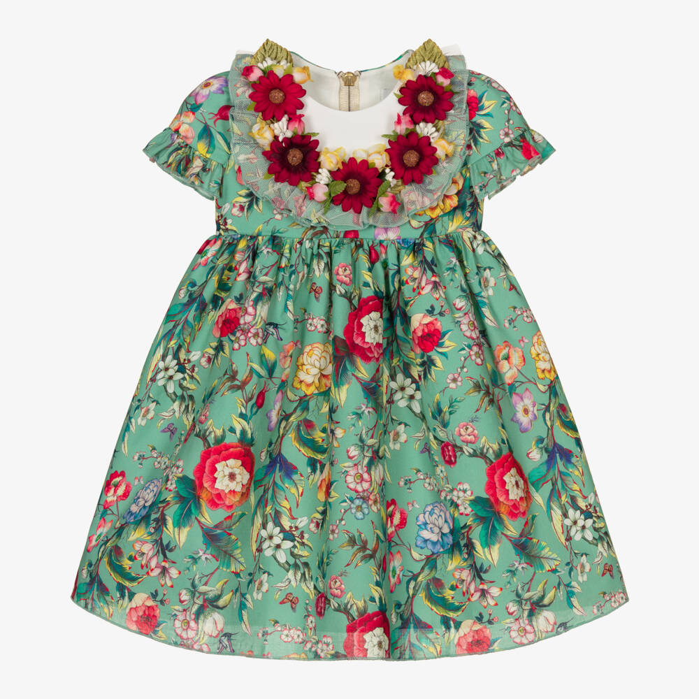 Graci - Green Floral Baby Dress | Childrensalon