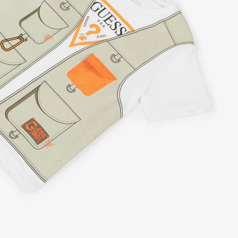 Guess - Boys White Utility Vest T-Shirt | Childrensalon