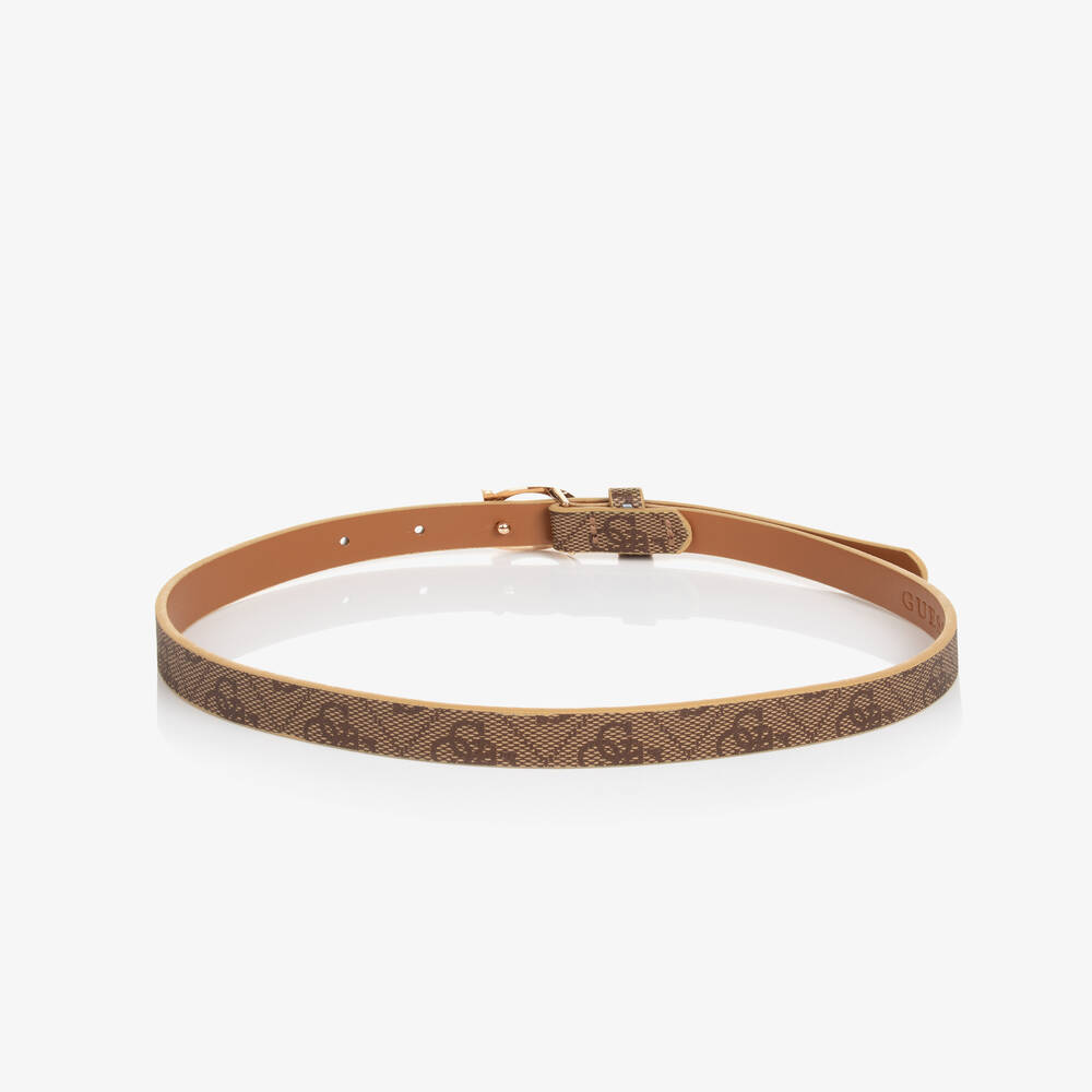 Guess - Girls Beige Faux Leather Monogram Belt | Childrensalon