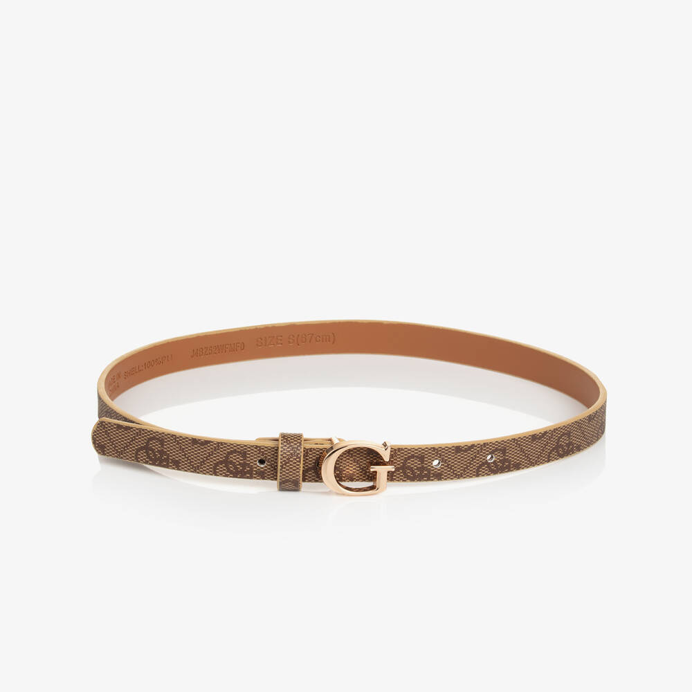 Guess - Girls Beige Faux Leather Monogram Belt | Childrensalon