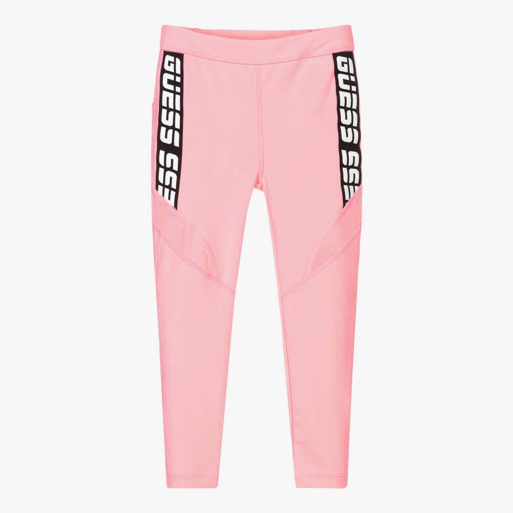 Guess - Girls Neon Pink Logo Leggings | Childrensalon