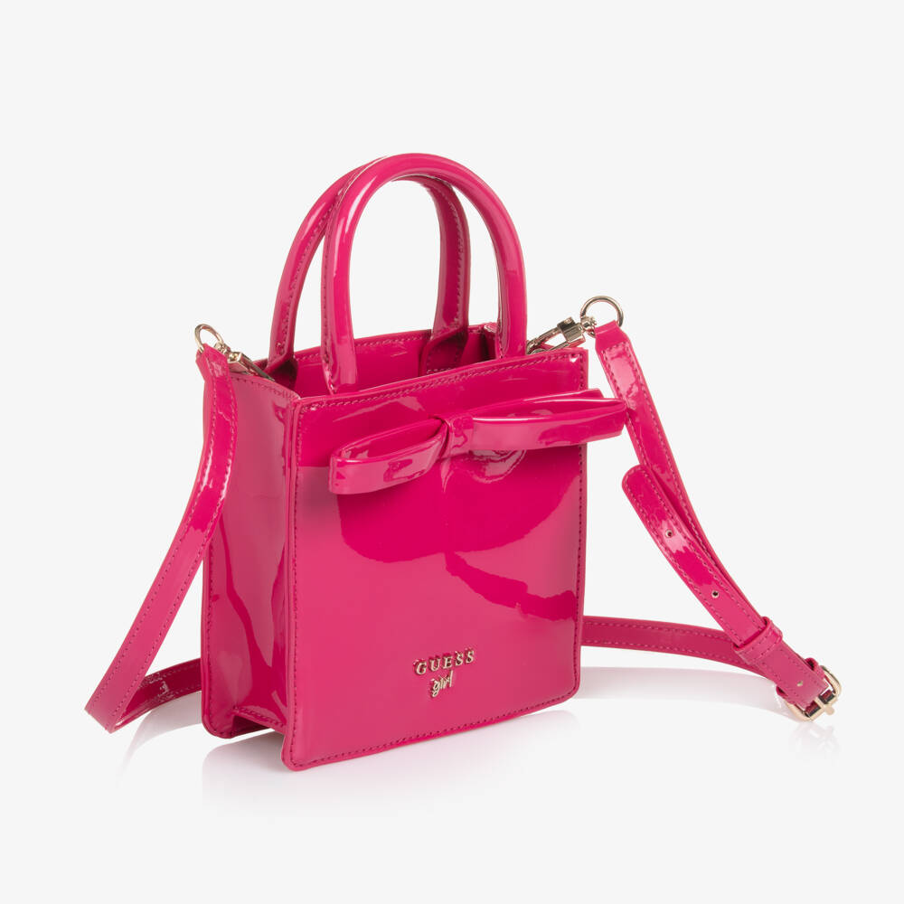 Guess - Girls Pink Bow Patent Handbag (15cm) | Childrensalon