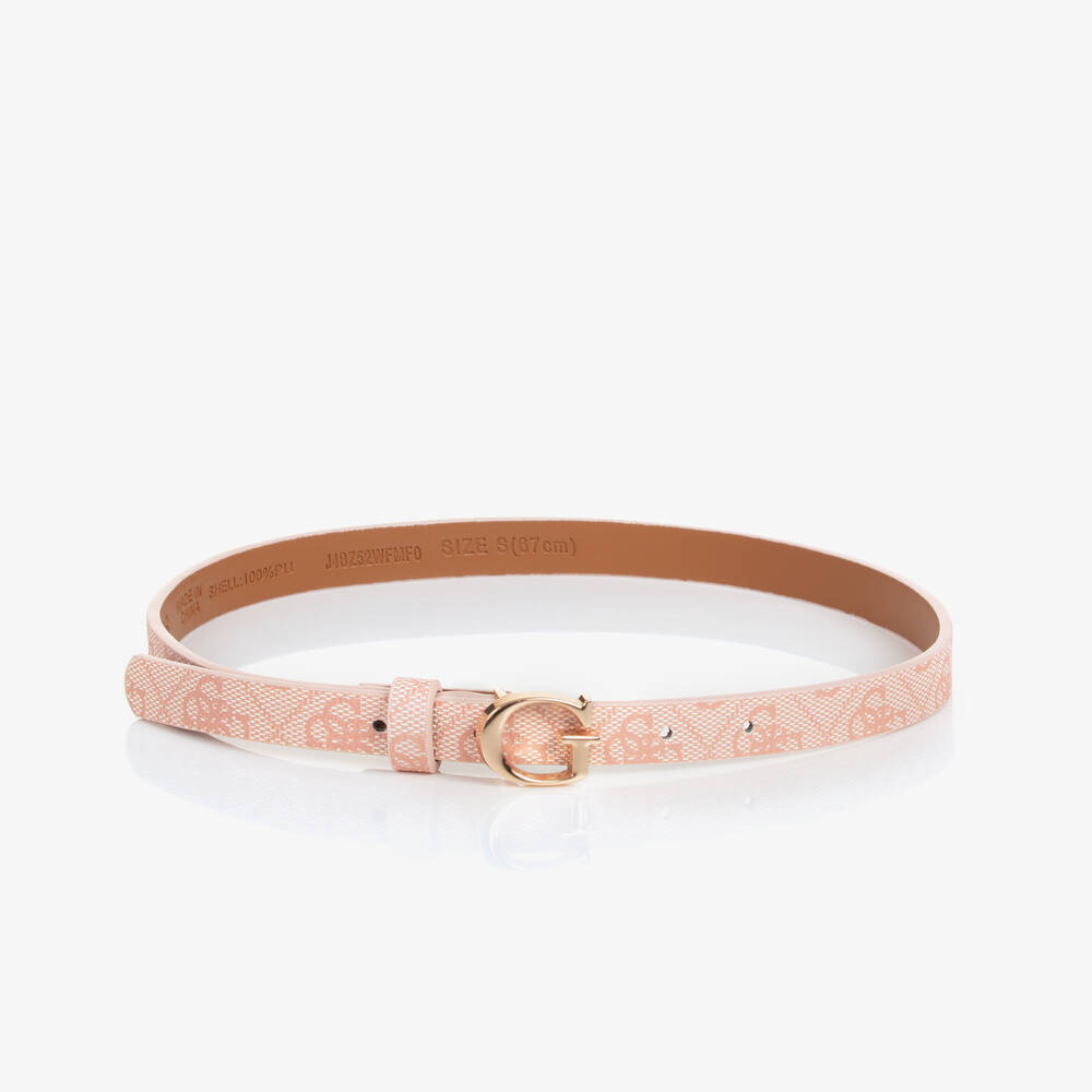 Guess - Girls Pink Faux Leather Monogram Belt | Childrensalon